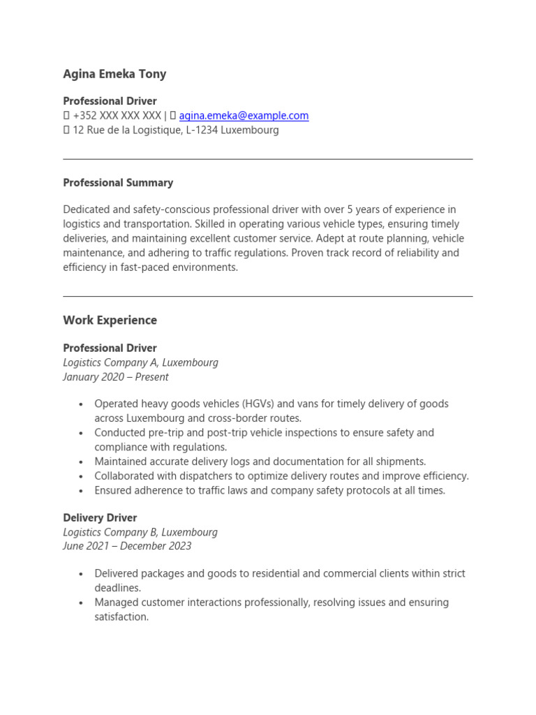 Agina Emeka Tony cv | PDF | Logistics | Driving
