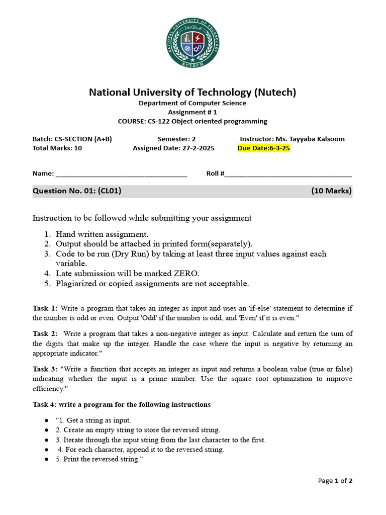 Week 2 Assignment1 Oop Pdf String Computer Science Boolean Data Type