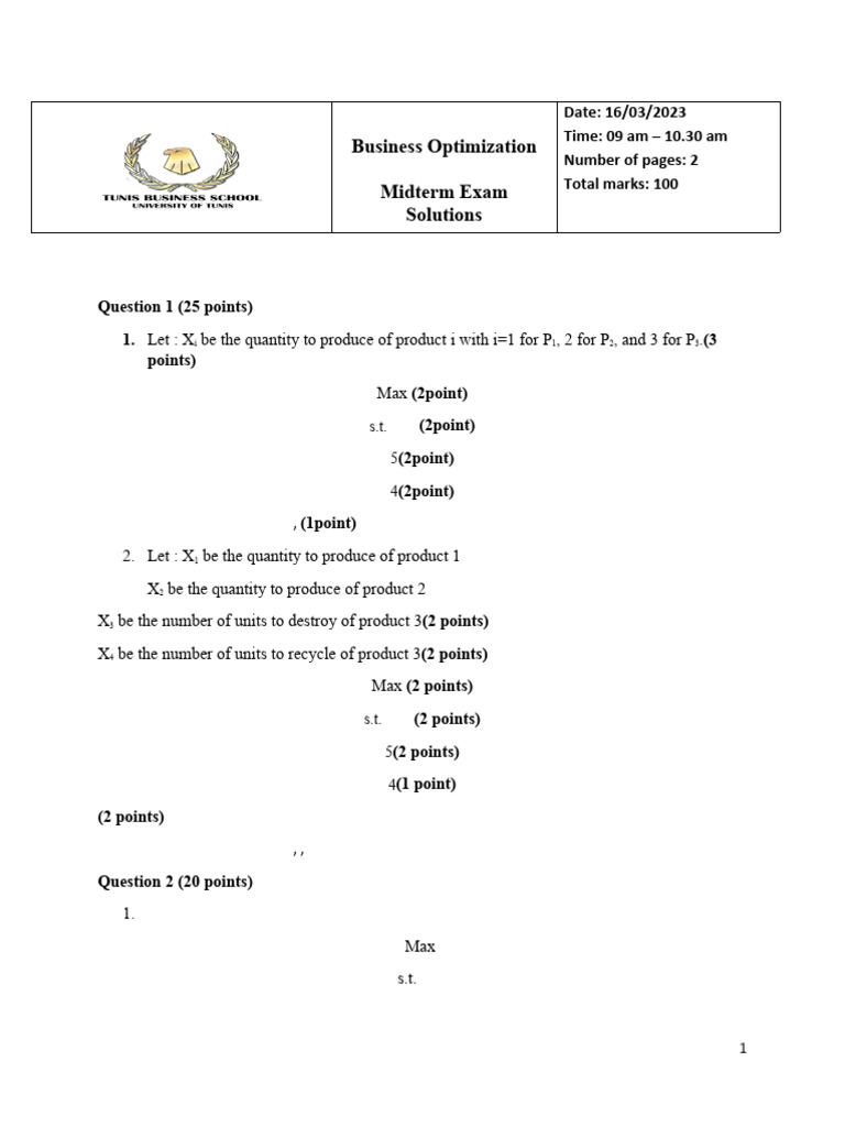 midterm 2023 solution | PDF | Mathematical Optimization | Applied Mathematics