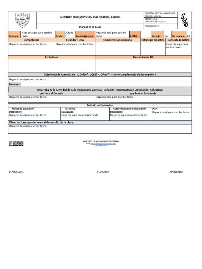 Planeador de Clase | PDF | Maestros | Aprendizaje