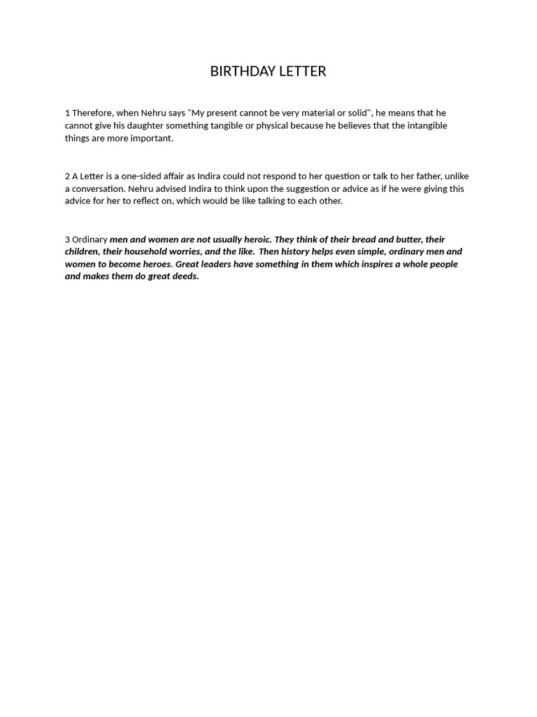 Birthday Letter | PDF