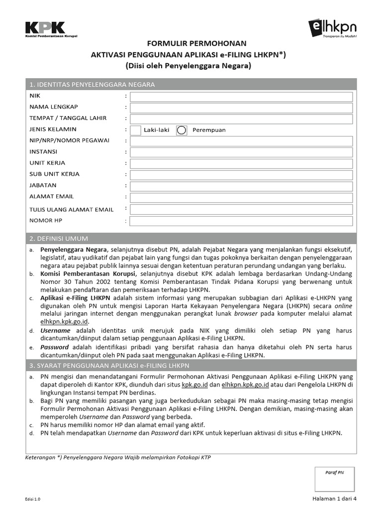 Formulir_Permohonan_Aktivasi_Penggunaan_efiling | PDF