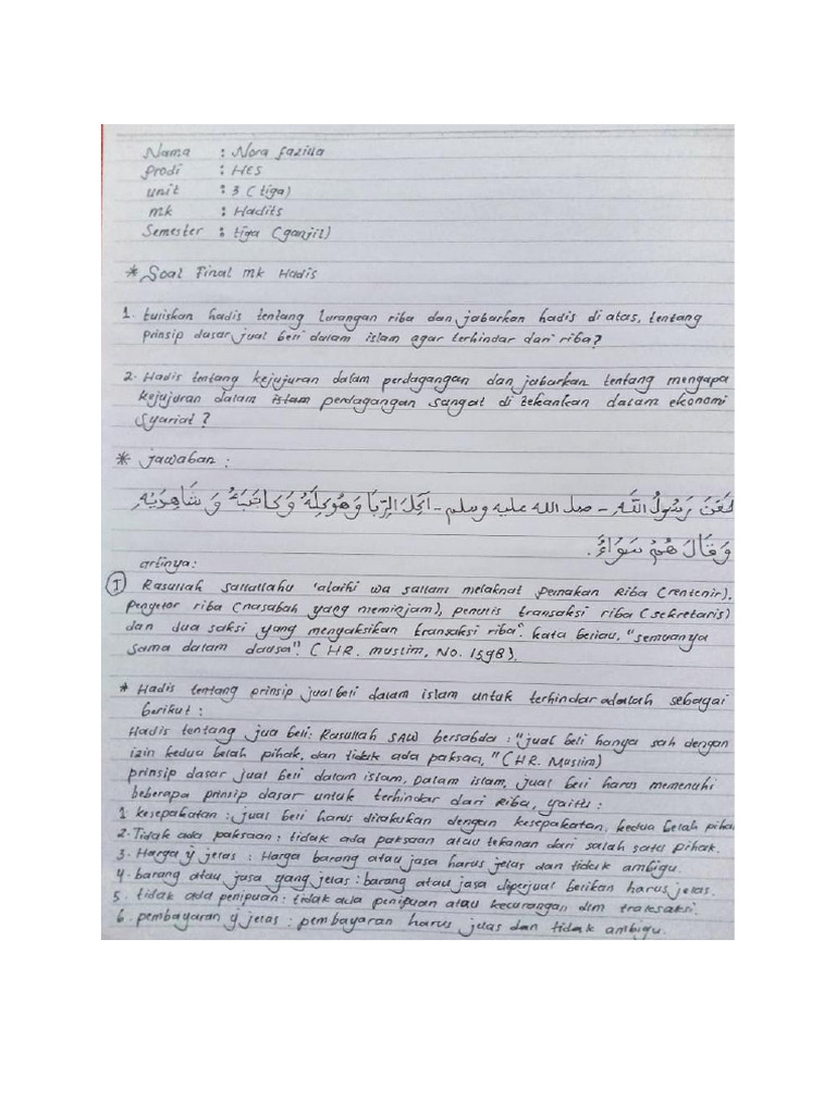 Final MK Hadis Nora Fazila | PDF