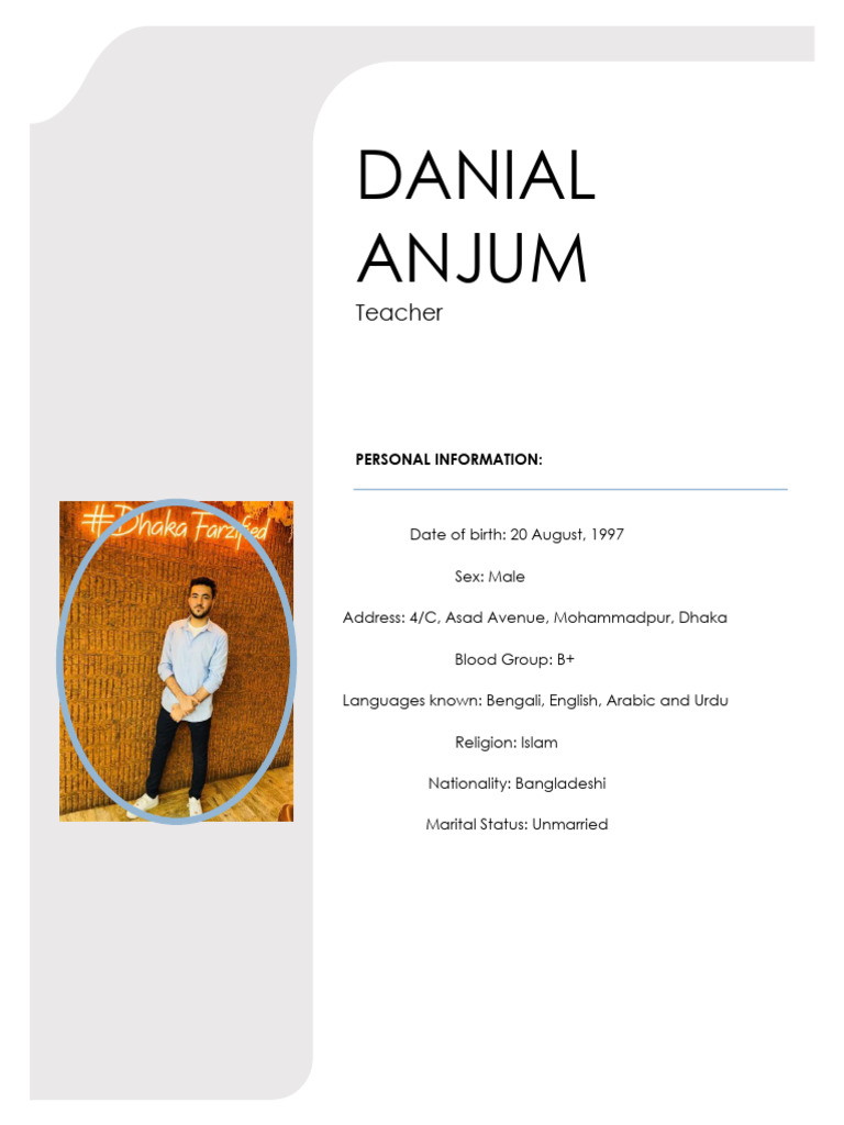 DANIAL ANJUM Teachers Resume Updated | PDF