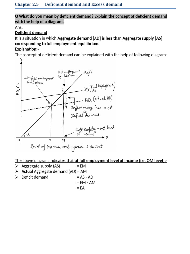 Deficient Demand and Excess Demand | PDF | Deflation | Full Employment