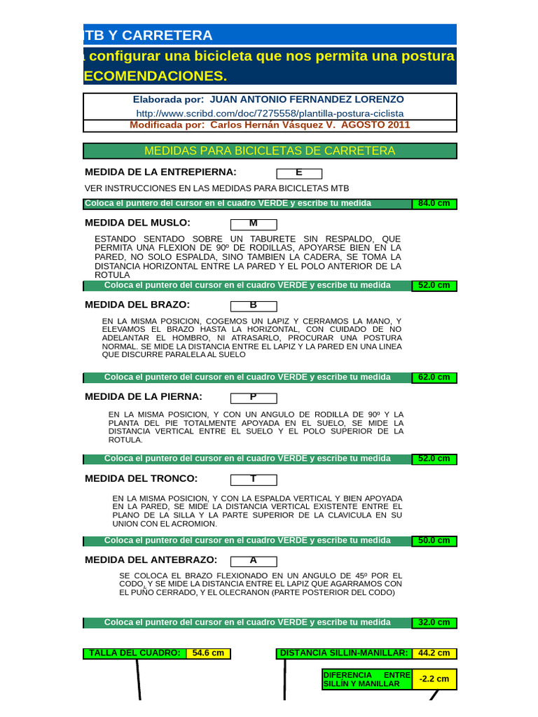 Biomecánica y Tallaje MTB y Carretera | PDF