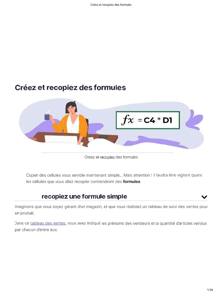 Chapitre 5 Créez Et Recopiez Des Formules | PDF