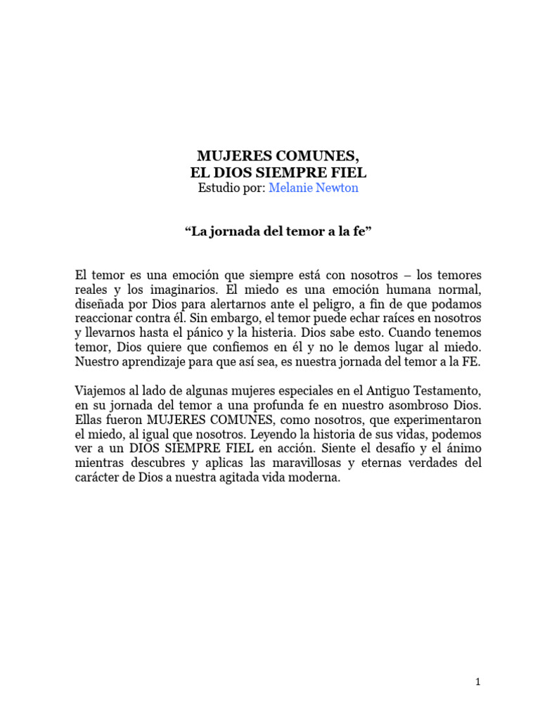 Mujeres Comunes El Dios Siempre Fiel - Melanie Newton | PDF | Sarah ...