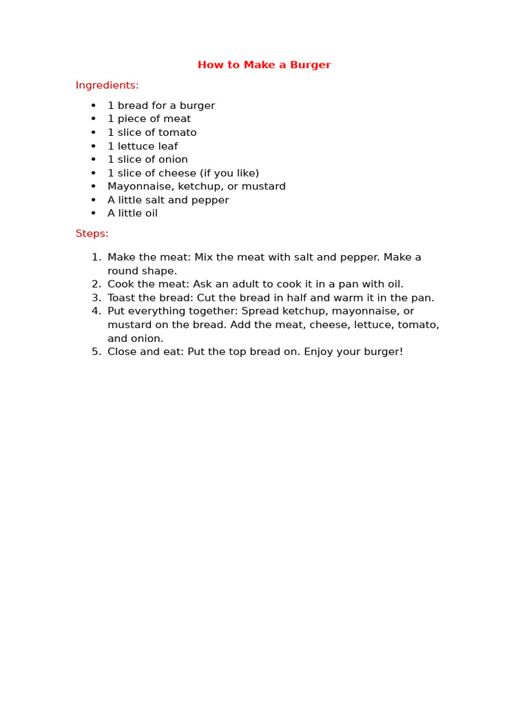 Easy Homemade Burger Recipe | PDF