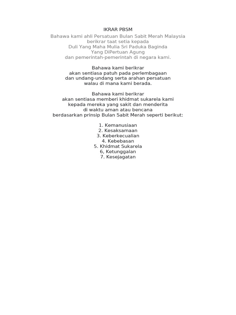IKRAR PBSM | PDF