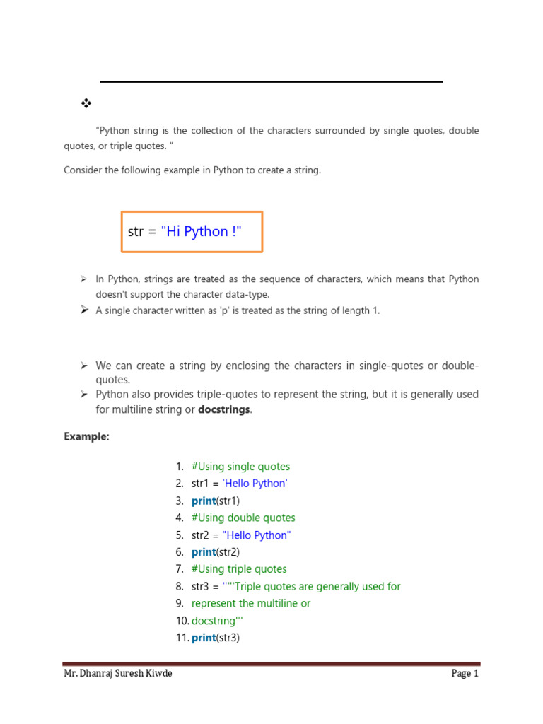 String In Python | PDF | String (Computer Science) | Computer Programming String In Python | PDF | String (Computer Science) | Computer Programming