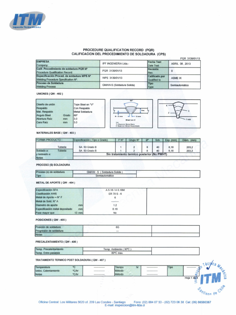 PQR - ASME IX - GMAW 2013 | PDF