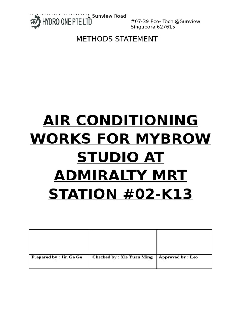 Air Conditioning Installation Methods Statement | PDF | Pipe (Fluid ...