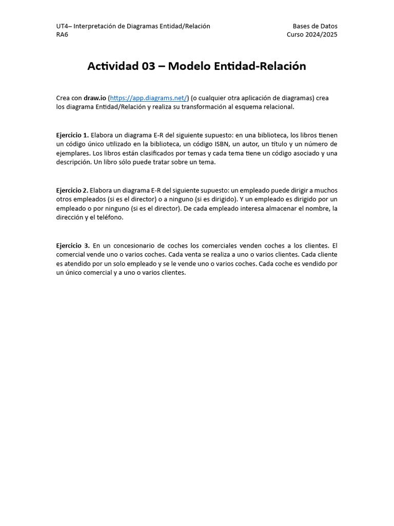 UT04 - Act3 - Ejercicios E - R | PDF