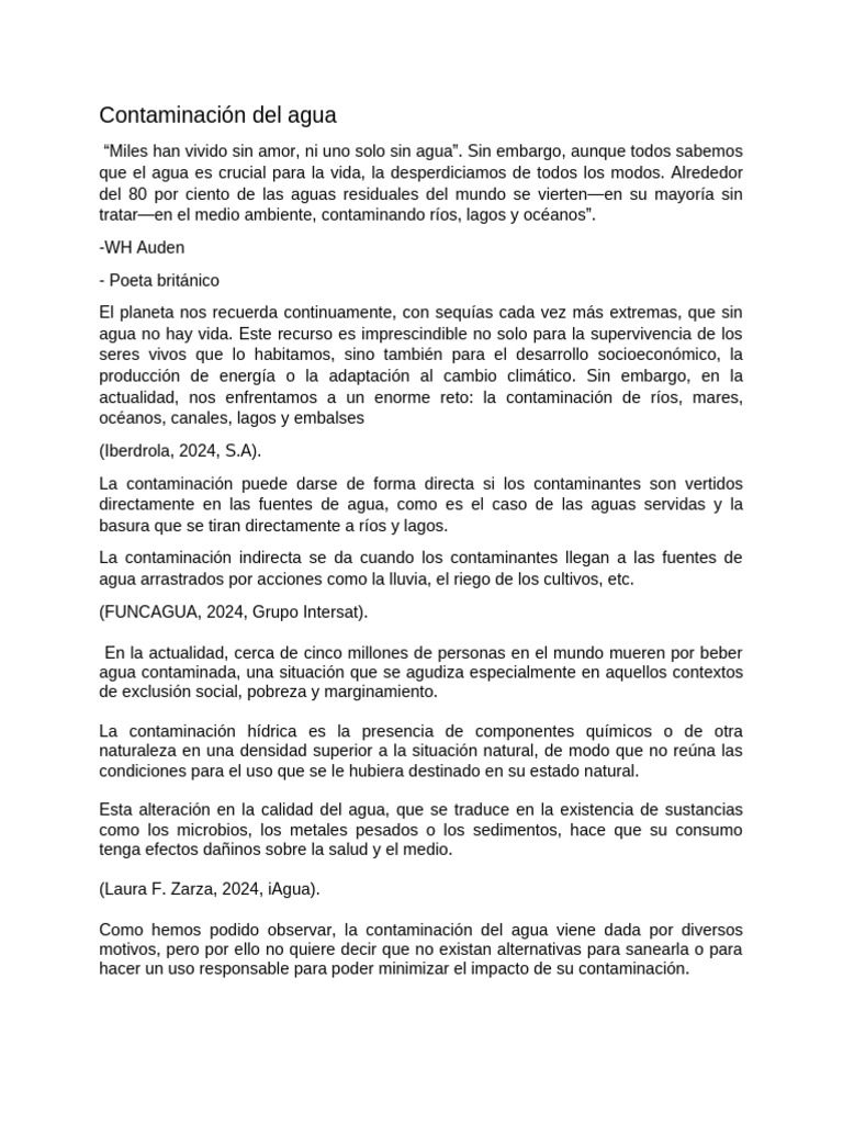 Contaminación del agua | PDF | Agua | La contaminación del agua