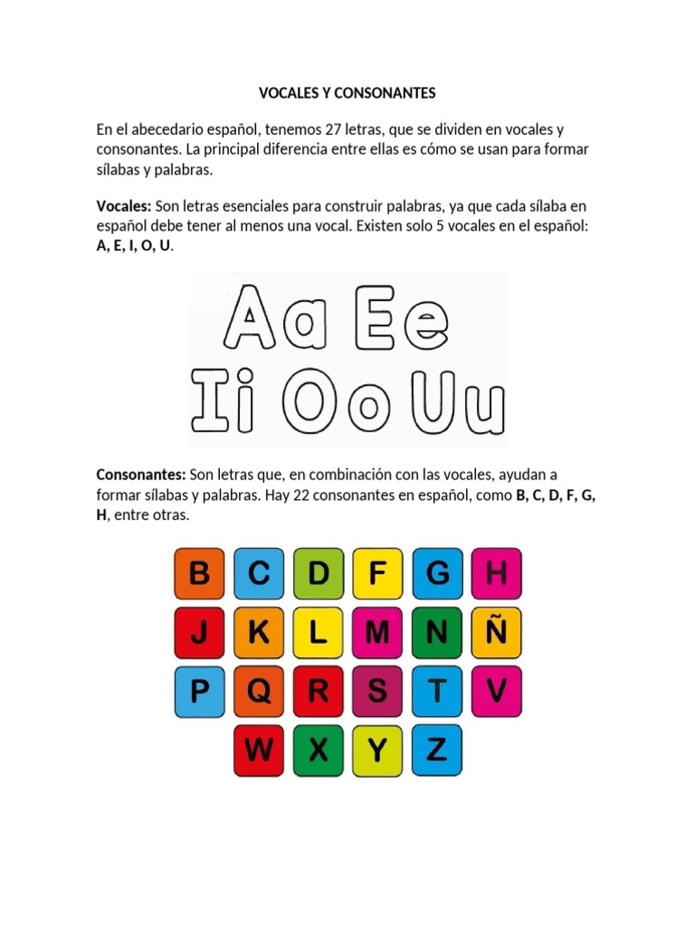 Vocales y Consonantes en Español | PDF