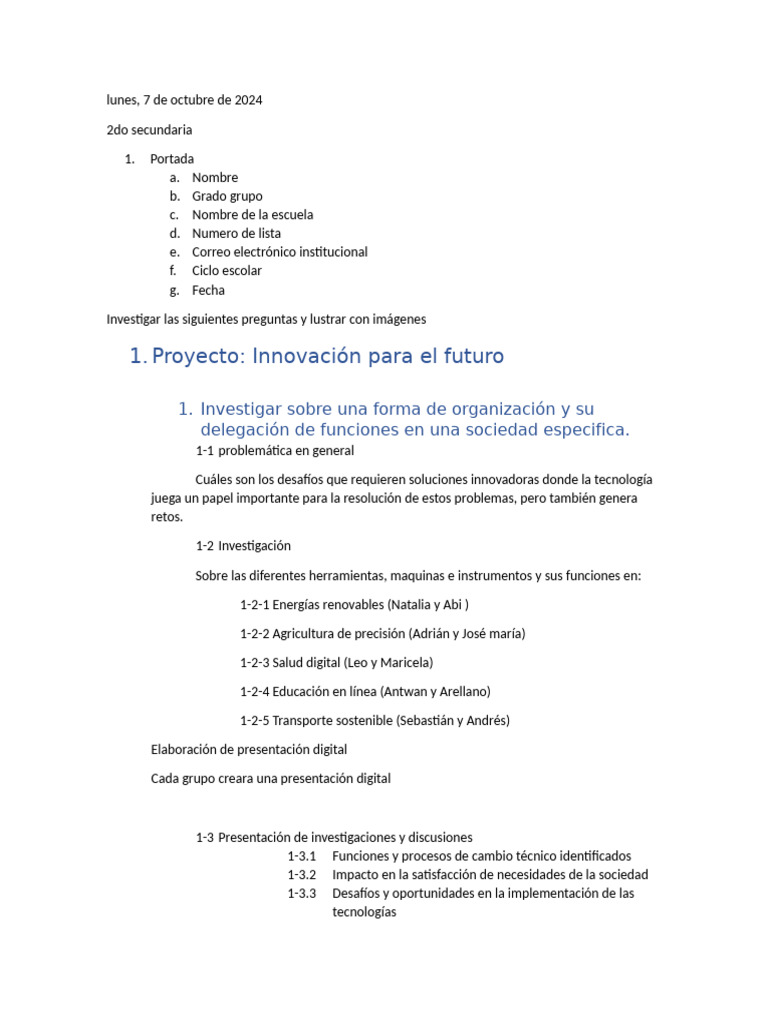 practica 7 innovando para el futuro 2do sec | PDF | Sociedad