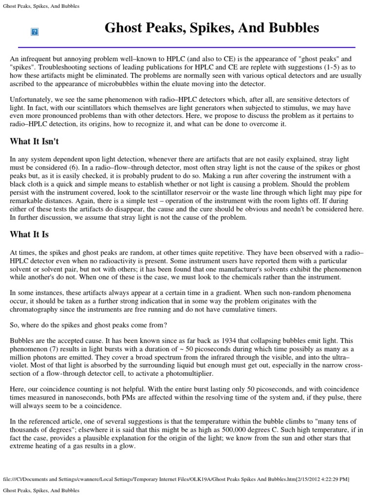 Ghost Peaks, Spikes, and Bubbles | PDF | High Performance Liquid ...