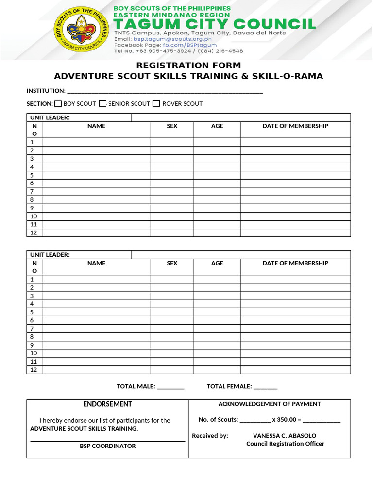 Scouting Month Form 2024 | PDF
