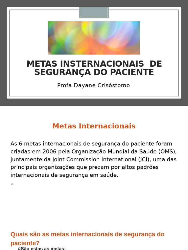 Metas Internacionais de Segurança Do Paciente 7 | PDF