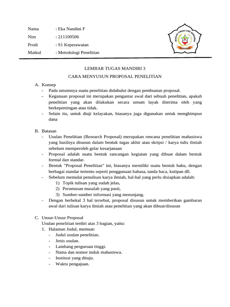 LTM METOPEN 3_CARA MENYUSUN PROPOSAL PENELITIAN | PDF