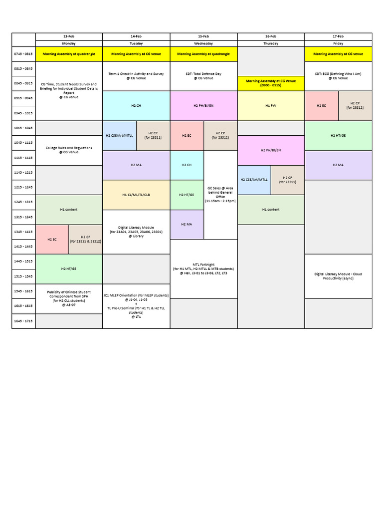 2023 Interim Timetable (13 To 17 Feb) - Final | PDF