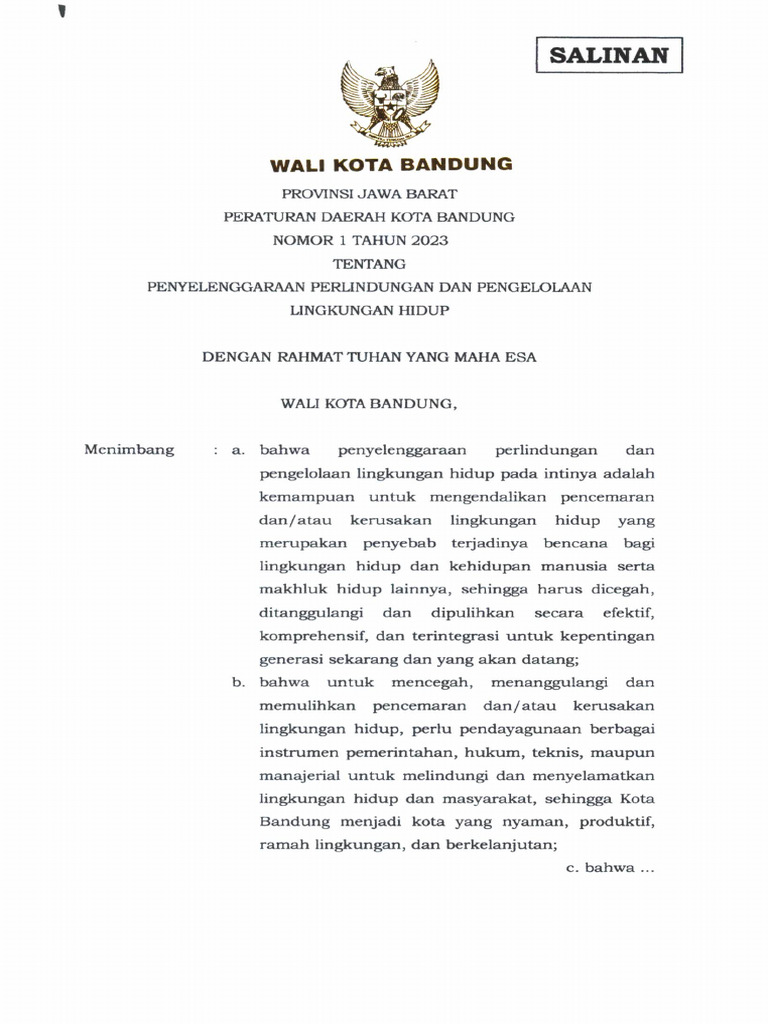 Perda Kt Bandung 1 2023 (1) | PDF