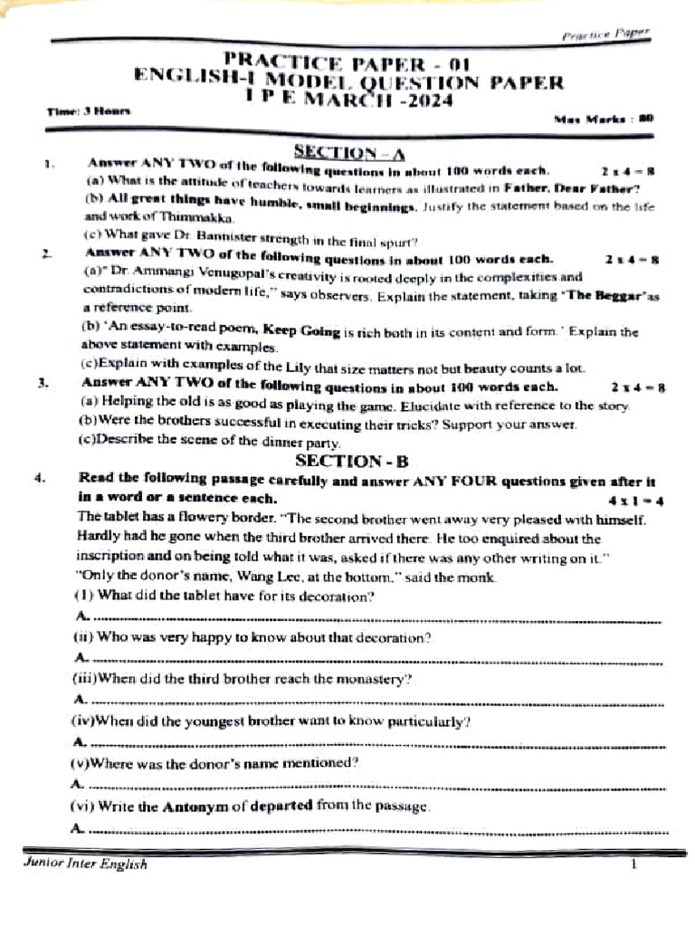 model paper | PDF | Linguistics | Grammar