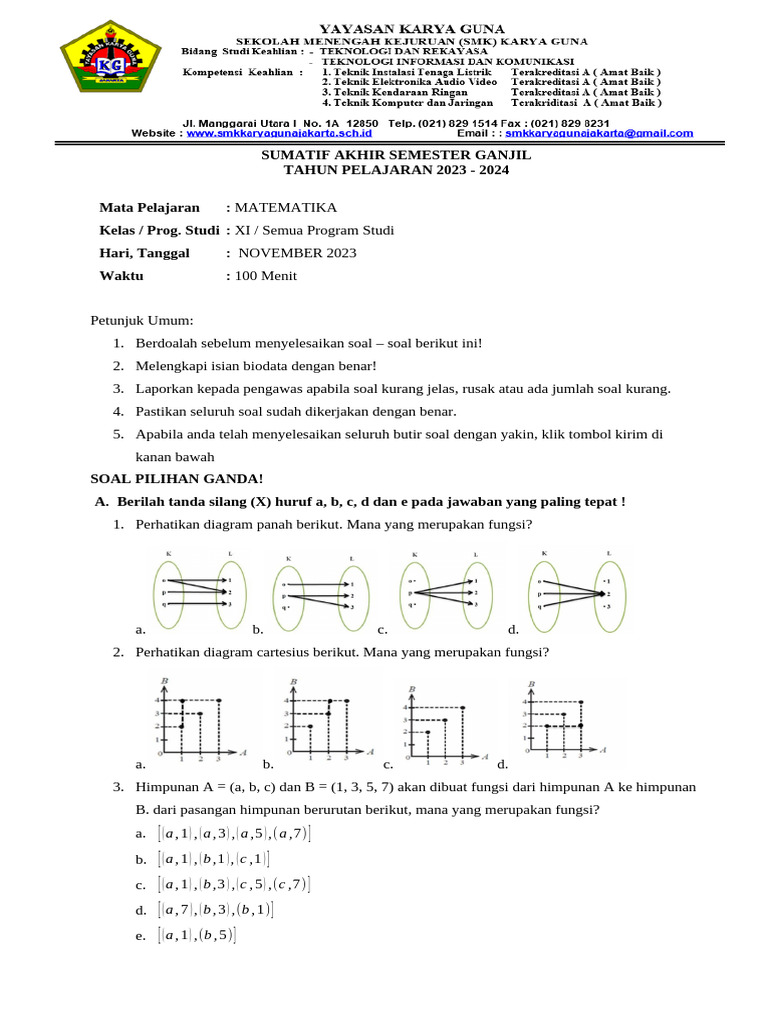Soal Sas Ganjil MTK Xi | PDF