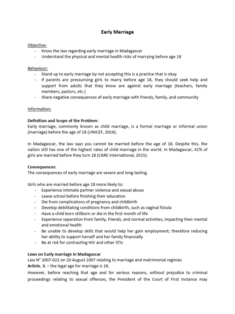 2018-01-30_Safidy_Curriculum_9_Early_Marriage | PDF | Child Marriage ...