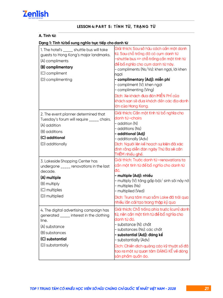 Đáp Án Lesson 4 - Camp Bomb RC 2024 | PDF