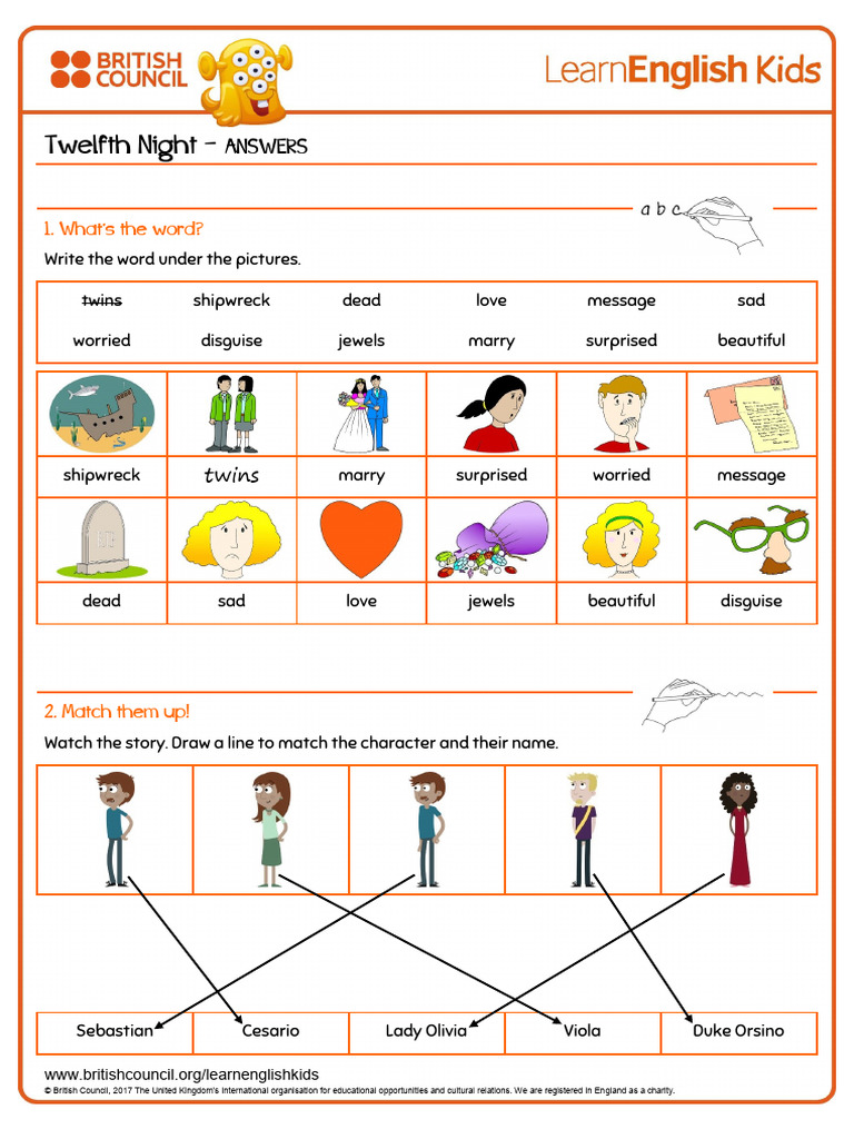 Short Stories Shakespeare Twelfth Night Answers | PDF | Twelfth Night