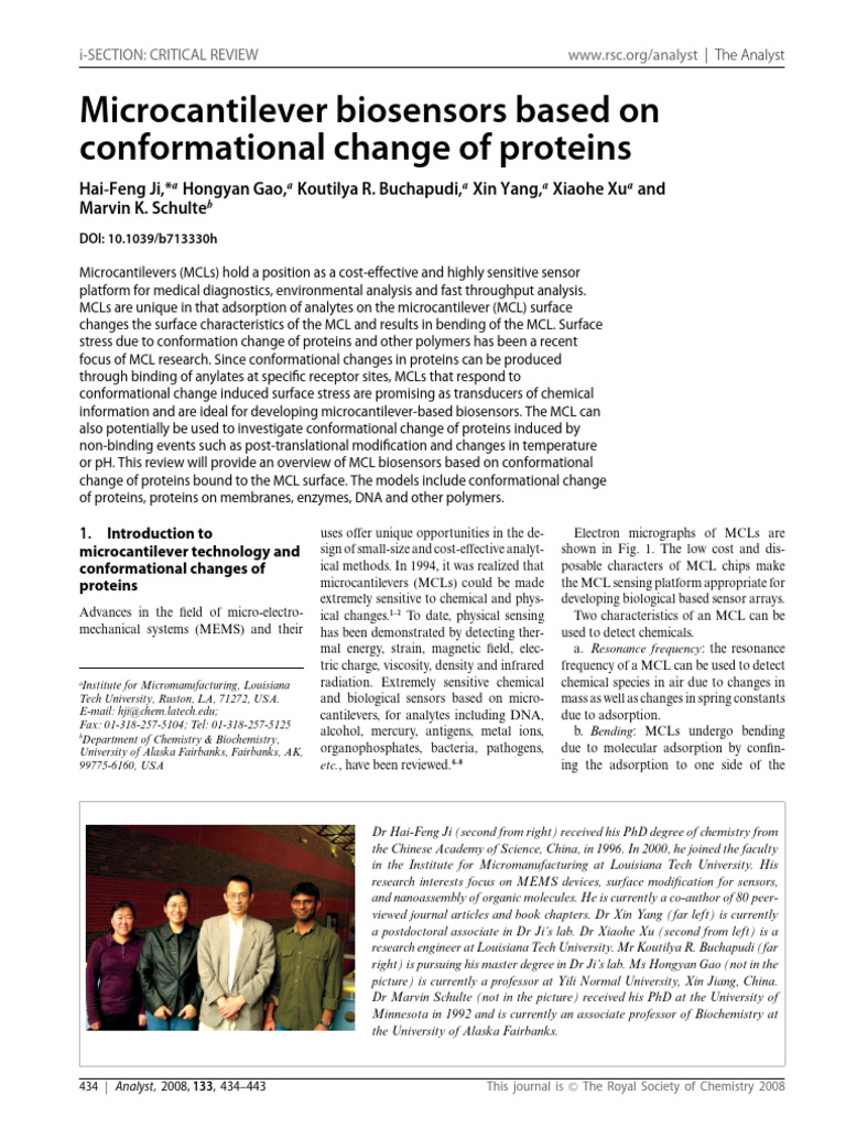 Microcantilever Biosensors Based On Conformational | PDF | Atomic Force ...