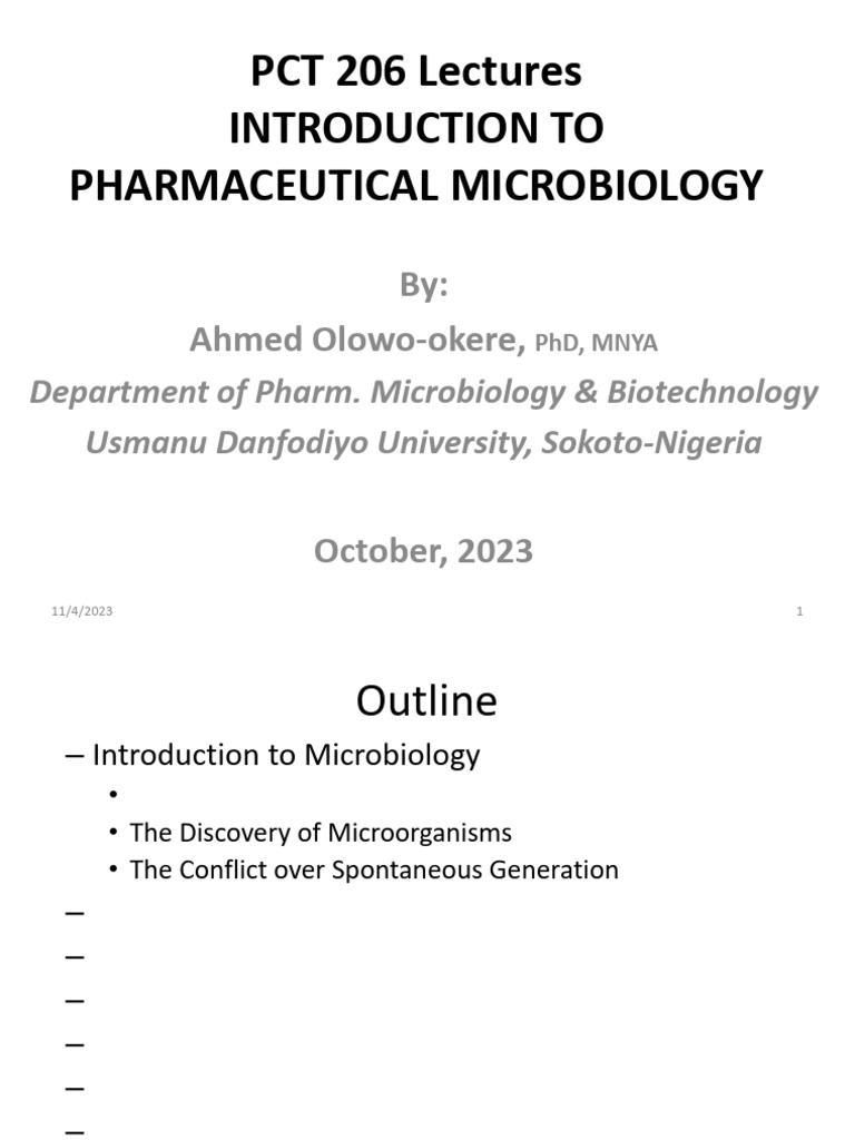 Pct 206 Lectures 2023 PDF | PDF | Cell (Biology) | Microorganism