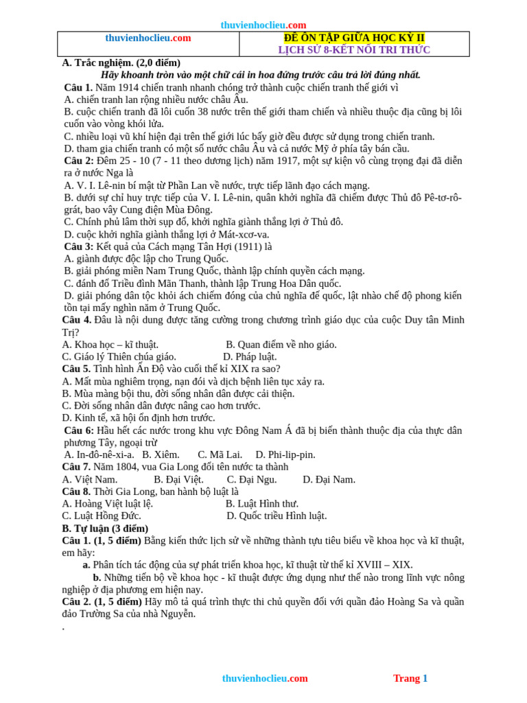 thuvienhoclieu.com-De-on-tap-giua-HK2-Lich-su-8-KNTT | PDF