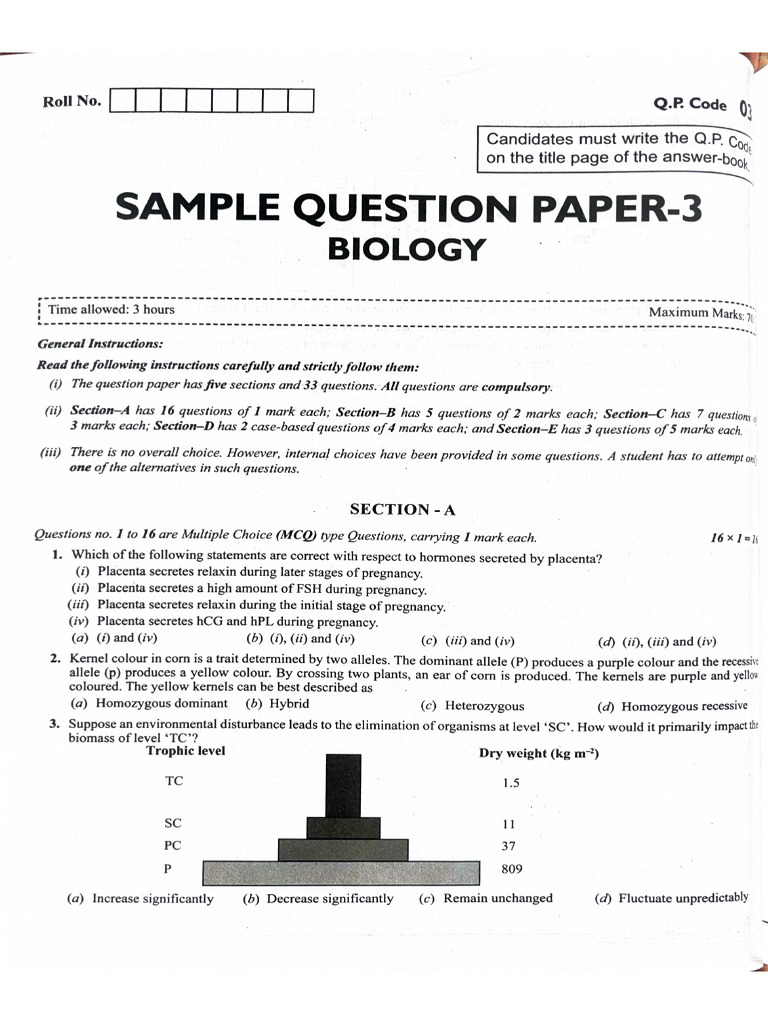 Class 12 Bio SP 3 | PDF