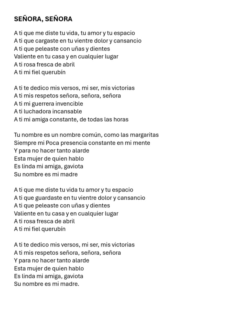 Poema a mi madre: homenaje y amor | PDF