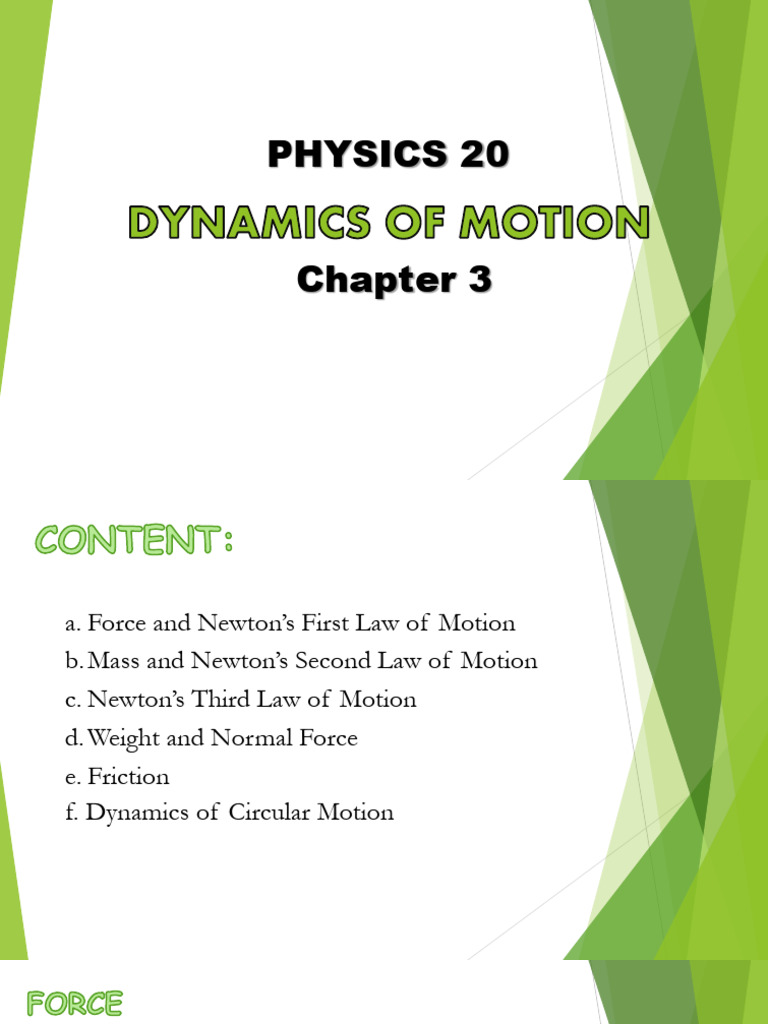 PHYS 20 - Chapter 3 - Dynamics of Motion | PDF | Force | Newton's Laws ...