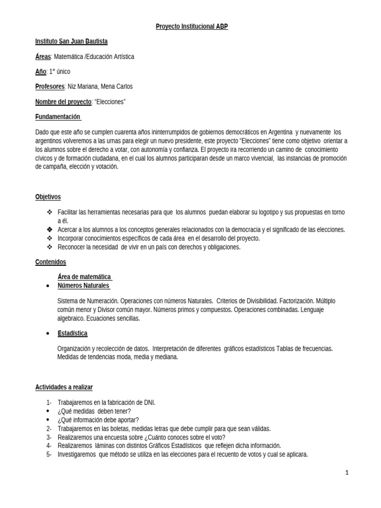 Proyecto Institucional ABP Final | PDF | Adn | Democracia