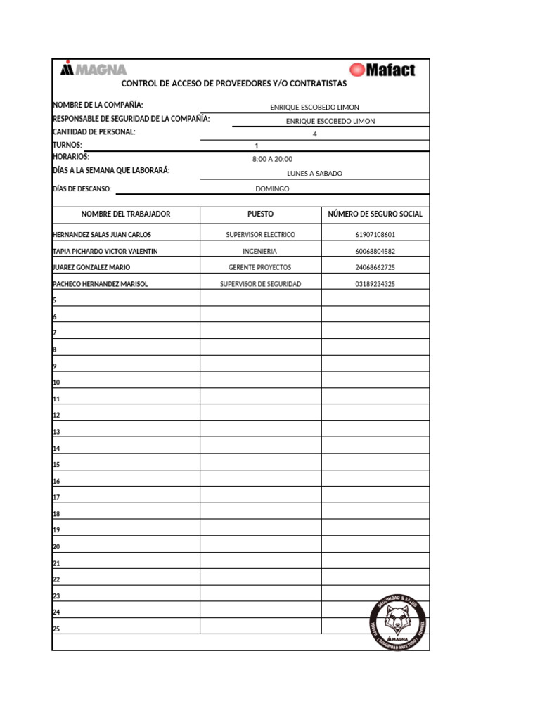 Formato de Listado de Personal | PDF