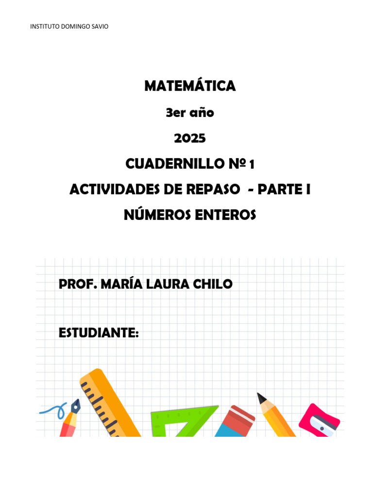 Activ Repaso 3er año _ parte 1_ números enteros.docx | PDF