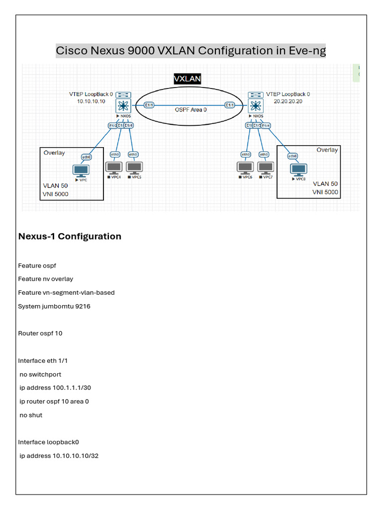 VXLAN Setup on Cisco Nexus 9000 | PDF