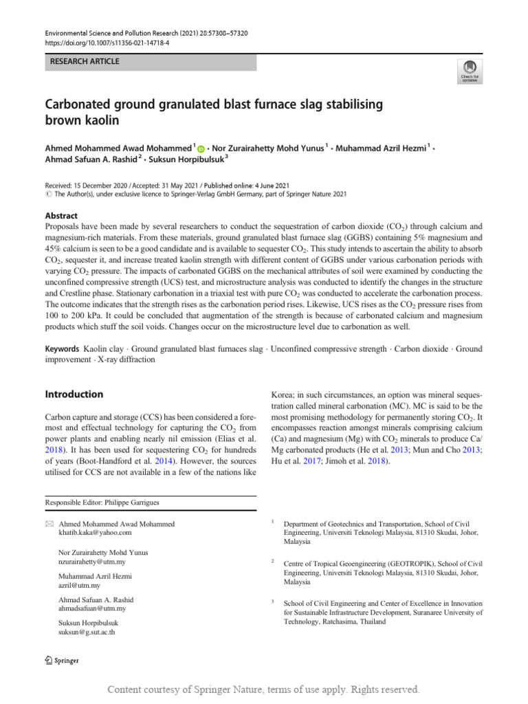 Carbonated Ground Granulated Blast Furnace Slag ST | PDF | Carbon Dioxide | Magnesium