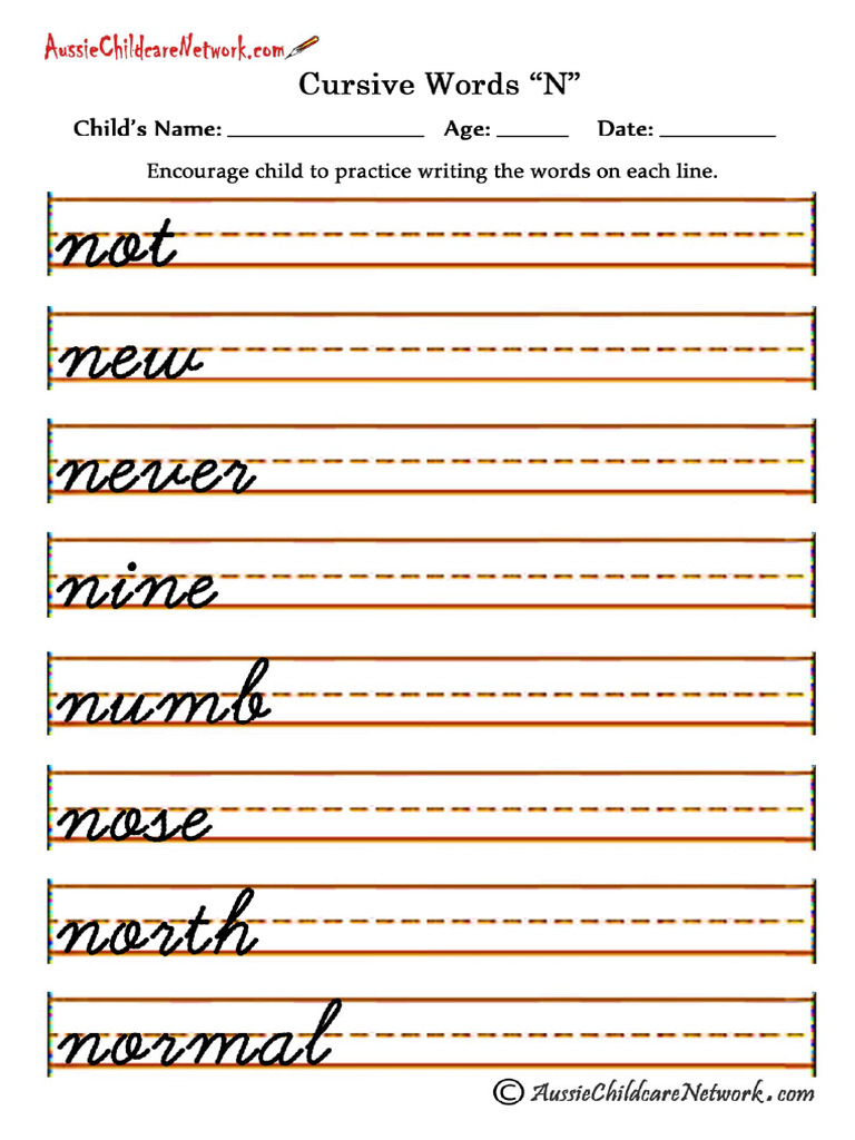 Cursive Words N | PDF