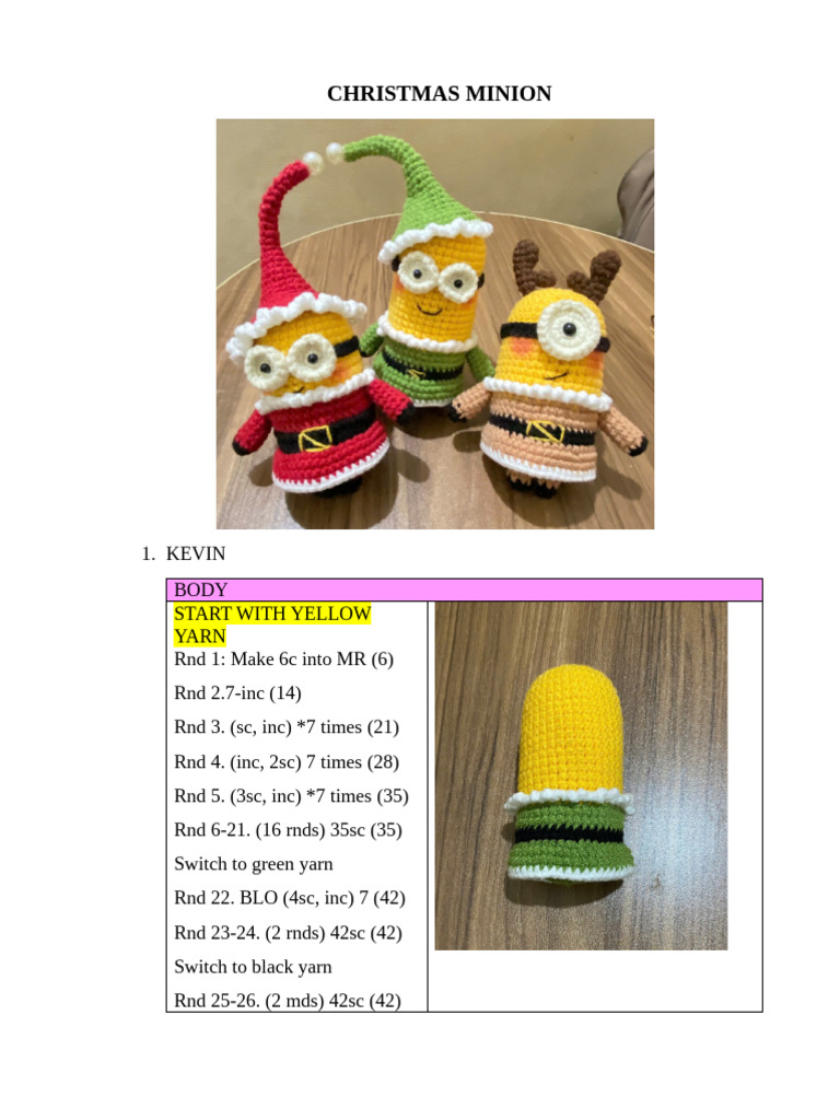 Christmas Minion | PDF | Sewing Needle | Yarn