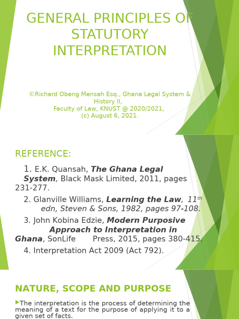 General Principles of Statutory Interpretaion | PDF | Statutory ...