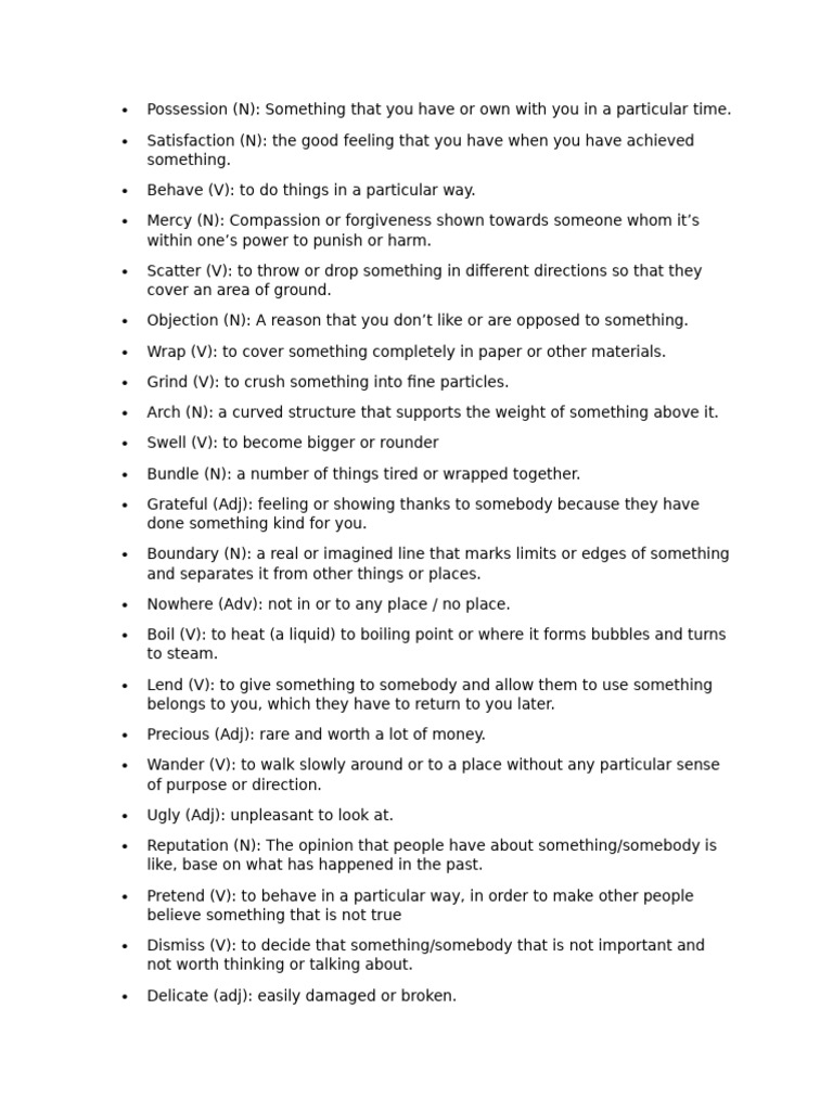 Vocabulary - week 6 | PDF