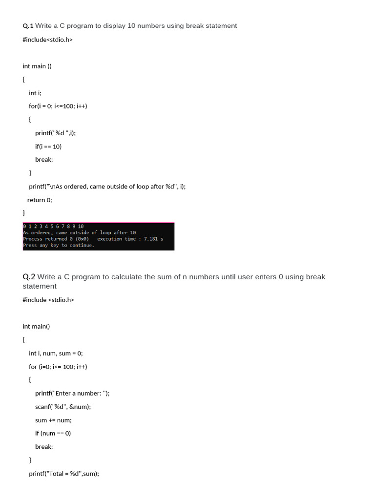 Break, Continue, Goto | PDF