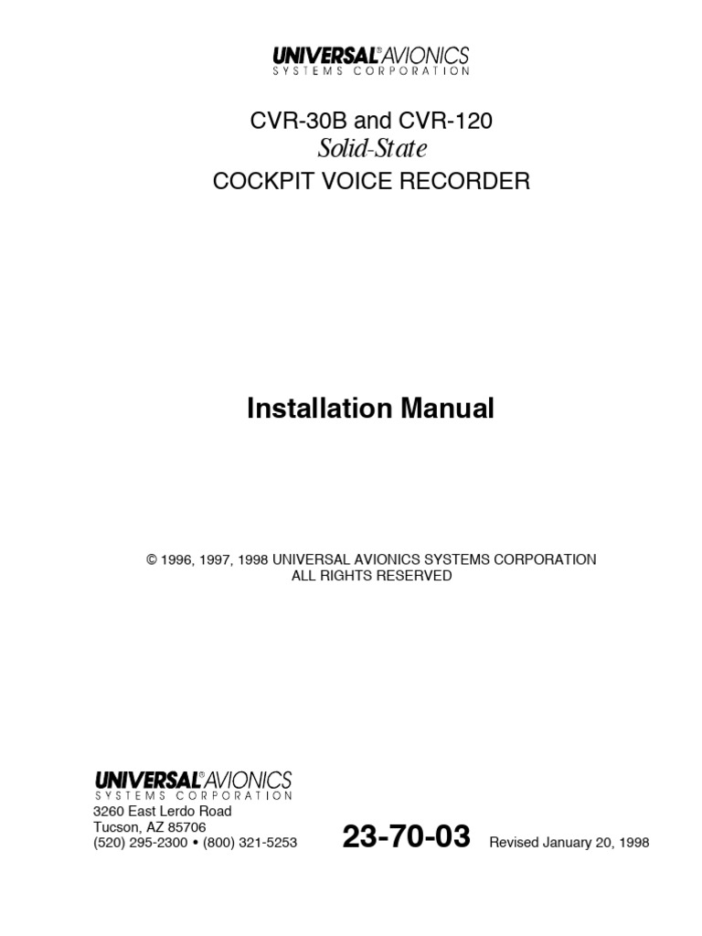 CVR-30B & CVR-120 Installation Guide | PDF | Flight Recorder | Flash Memory