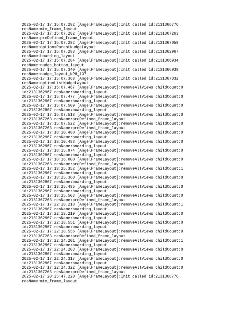 AngelFrameLayout Initialization Logs | PDF